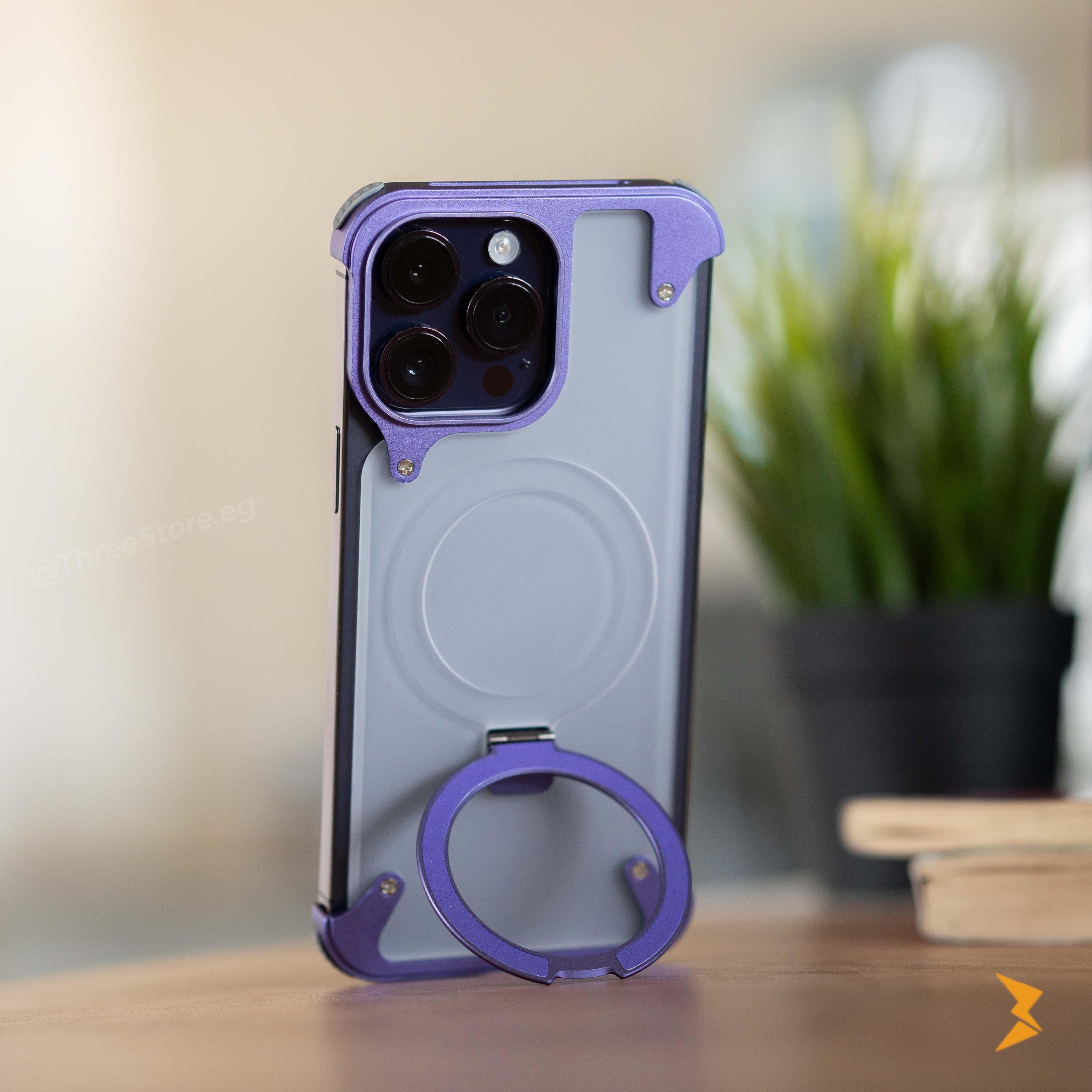 Rimless Metal Magnetic Stand Case iPhone 15 Pro Max