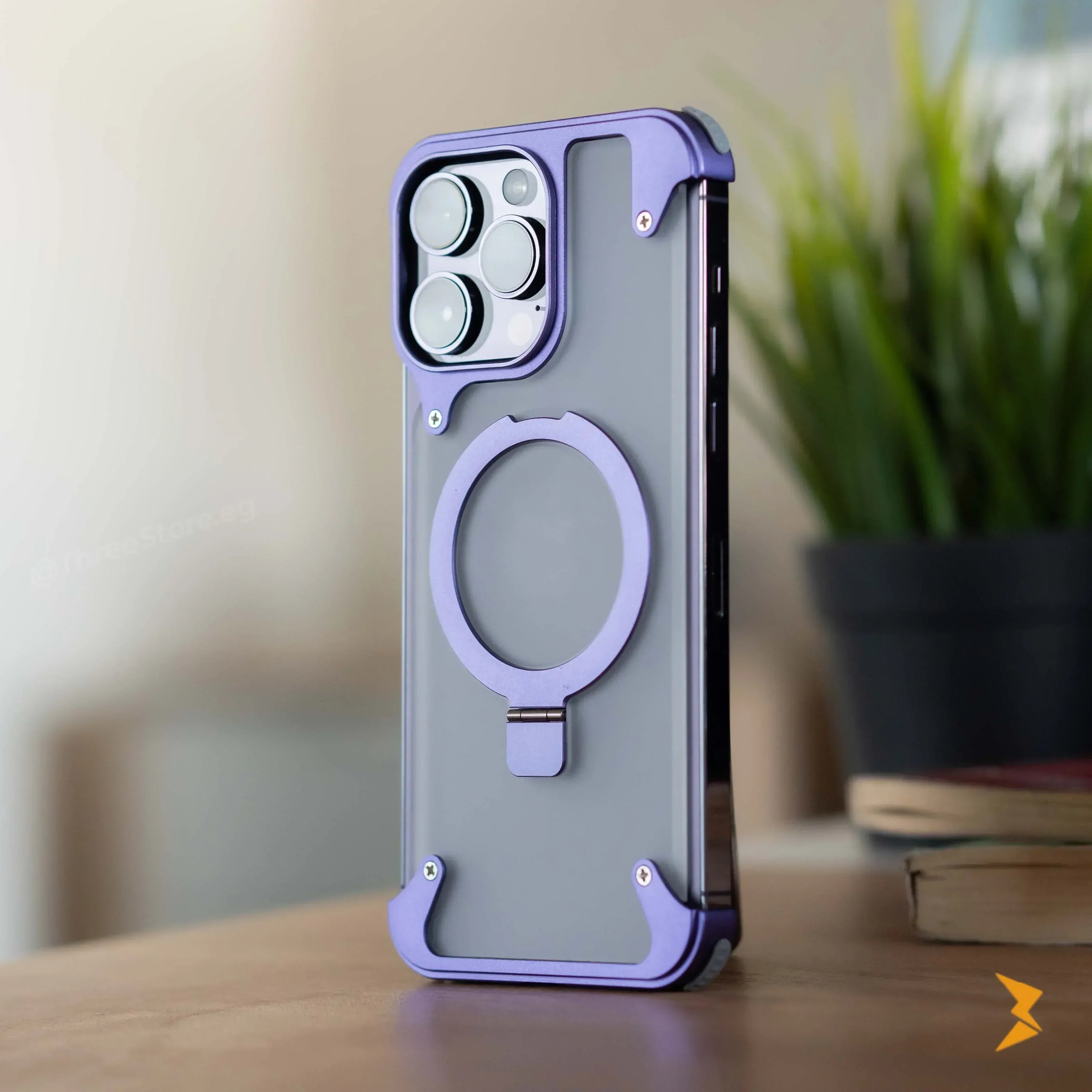 Rimless Metal Magnetic Stand Case iPhone 15 Pro Max