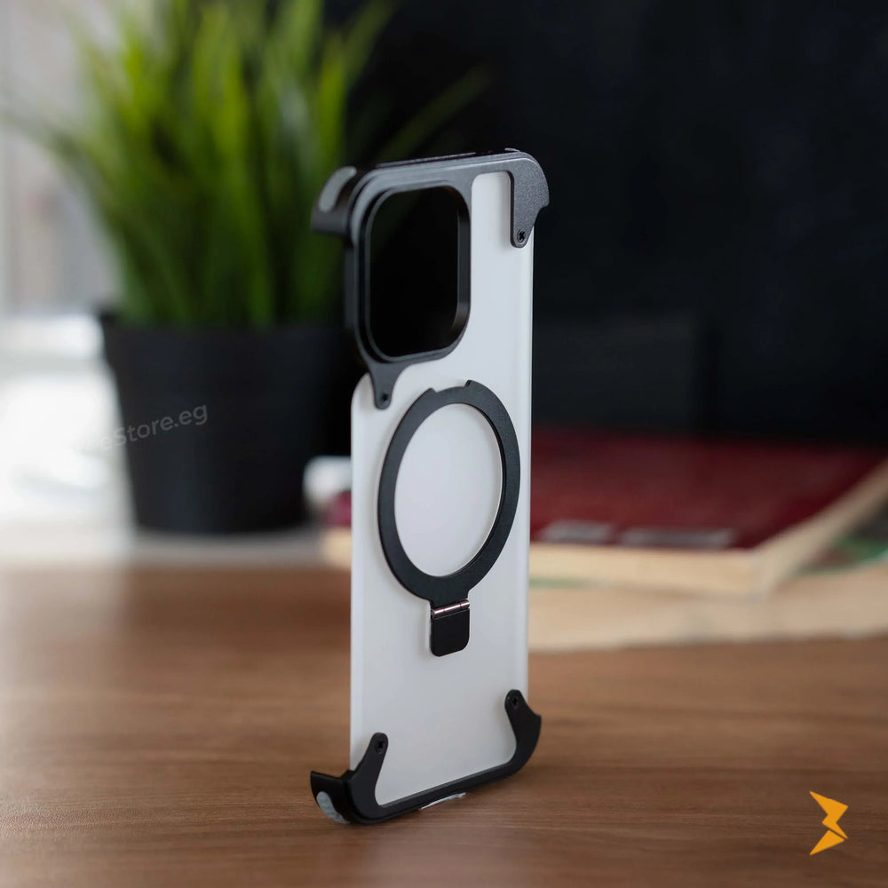 Rimless Metal Magnetic Stand Case iPhone 15 Pro Max